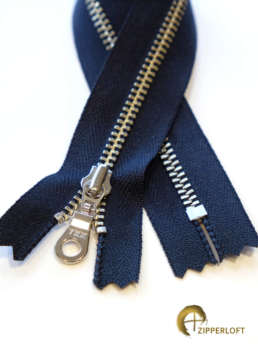 YKK #4.5 Shiny Nickel (4-12" / 10.2-30.5cm) - 560 Deep Cove Blue ...